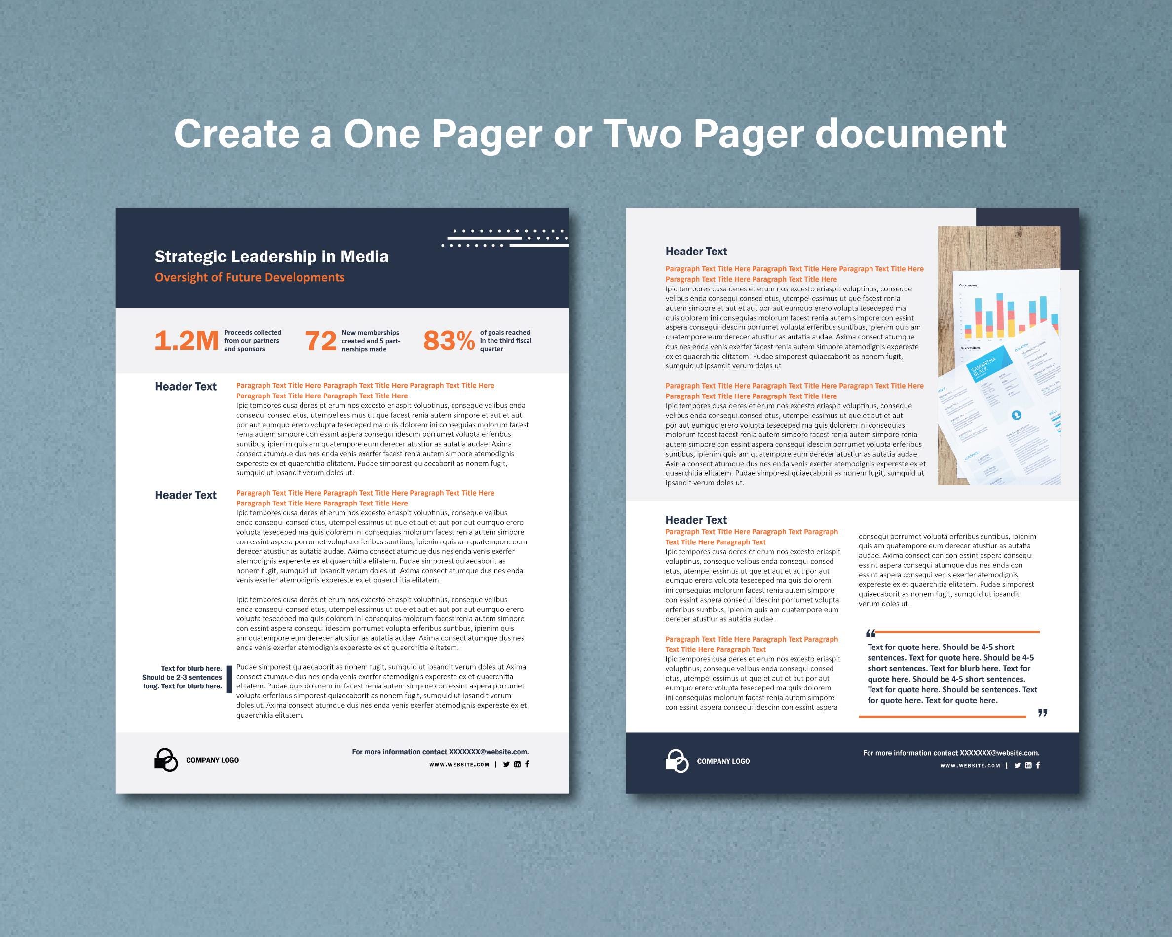 One and Two Pager Template | Marketing Template | Nonprofit Template ...