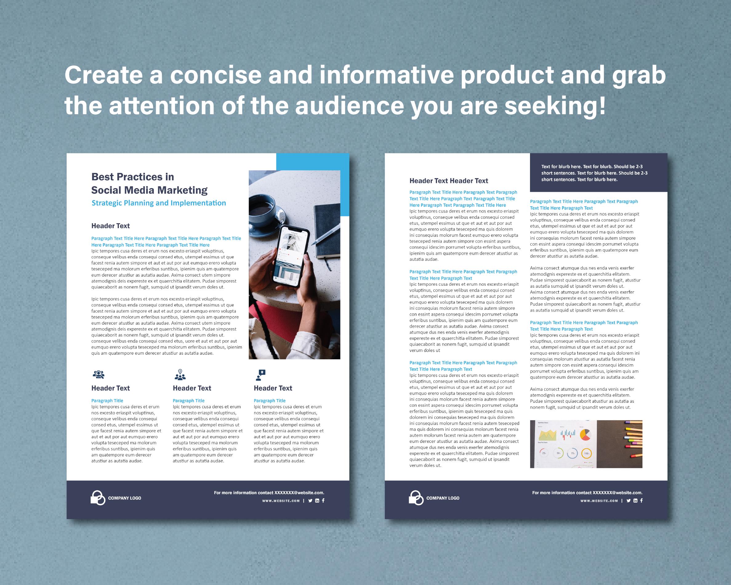 Modern One/two Pager Template: Marketing, Nonprofit, Services (indesign ...