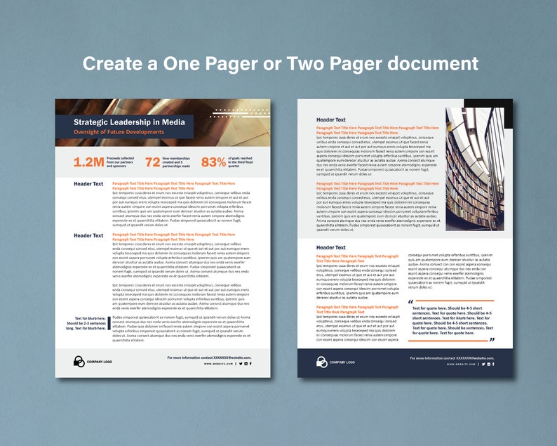 One and Two Pager Template Marketing Template Nonprofit Template ...