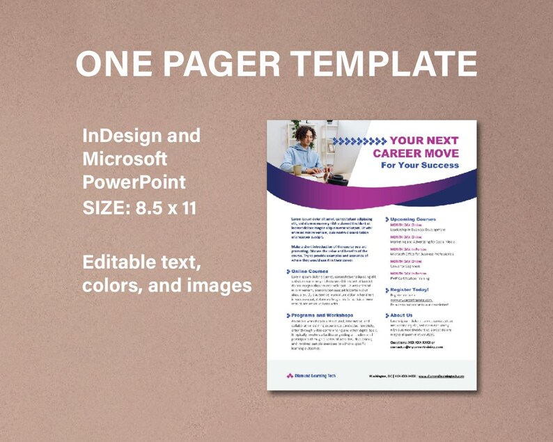 Editable One Pager Template: Business, Event, Marketing, Course ...