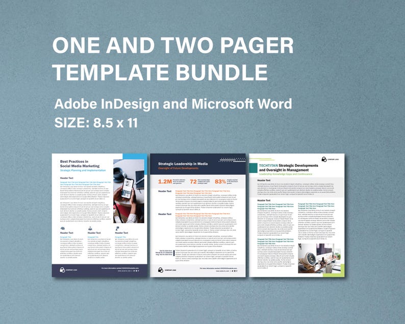 One & Two Pager Template Bundle | Company Overview (microsoft Word ...