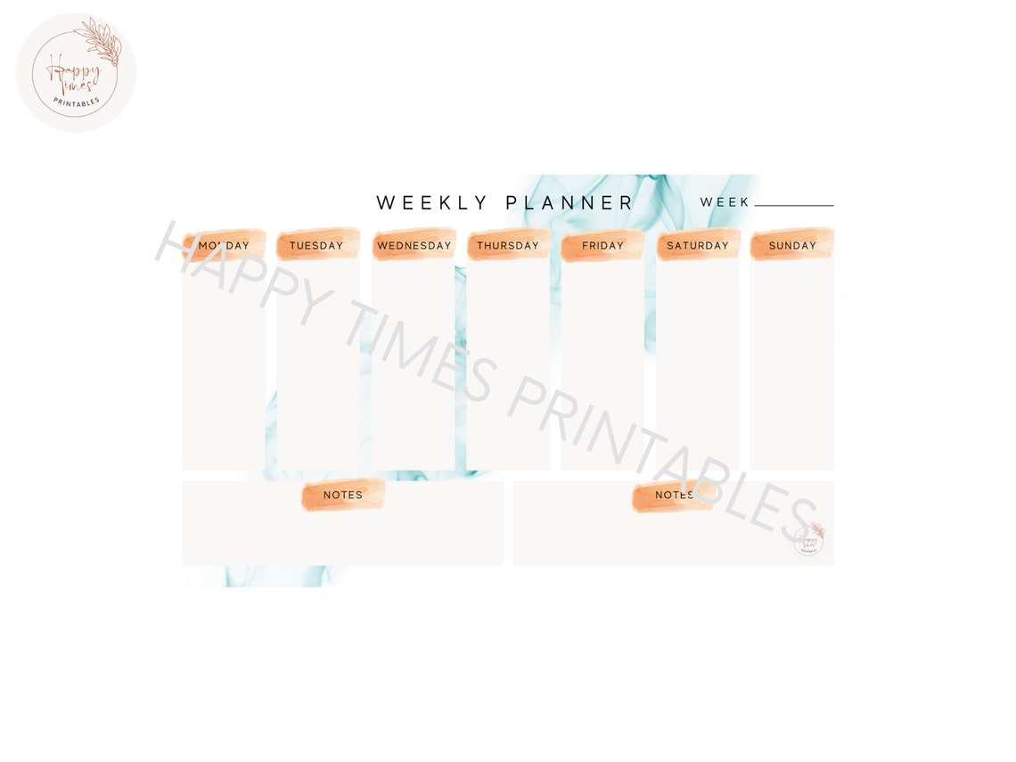Printable Weekly Planner Printable Landscape, Weekly Schedule, Undated ...