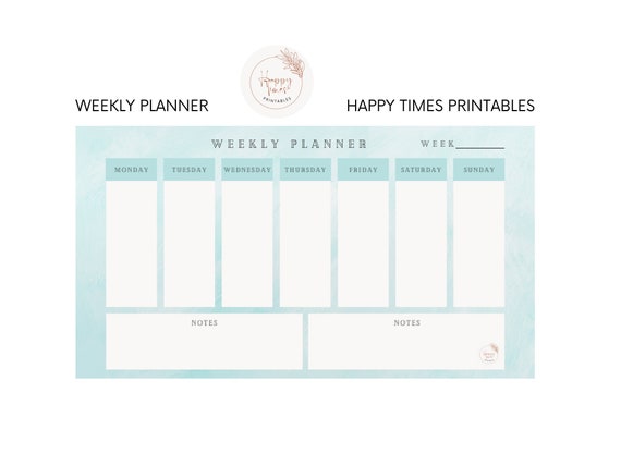 Printable Weekly Planner Printable Landscape Weekly Schedule - Etsy