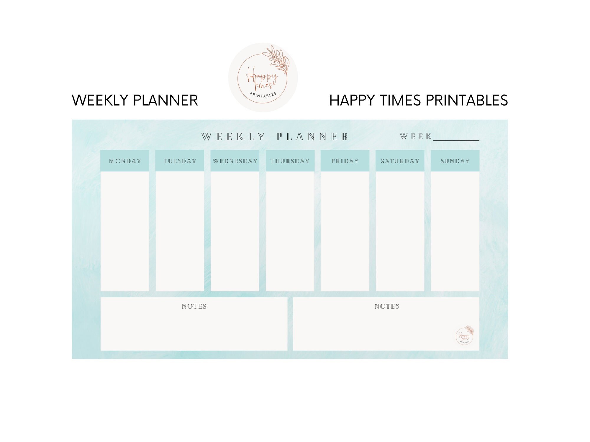 Printable Weekly Planner Printable Landscape, Weekly Schedule, Undated ...