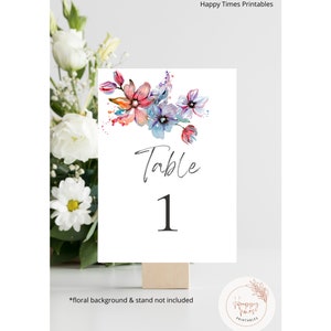 Floral Table Number Printables, Uneditable Wedding Template, Printable ...