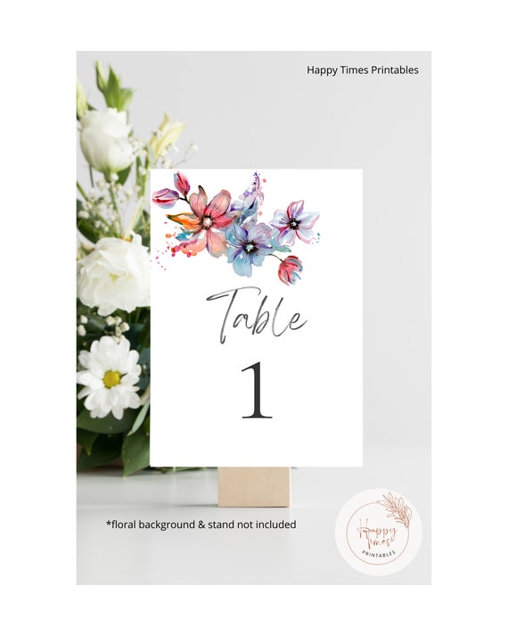Floral Table Number Printables Uneditable Wedding Template | Etsy