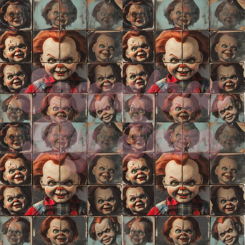 Chucky Faces Seamless Image Seamless File PNG Immediate Download Fabric ...