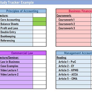 Instant Digital Download Excel Study Task Tracker Organise To-do List ...