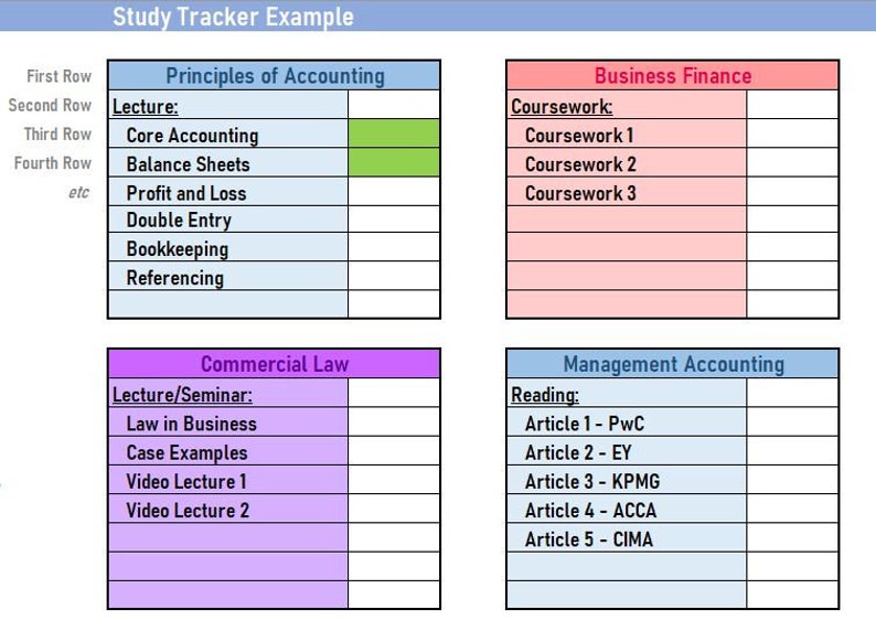 Instant Digital Download Excel Study Task Tracker Organise To-do List ...