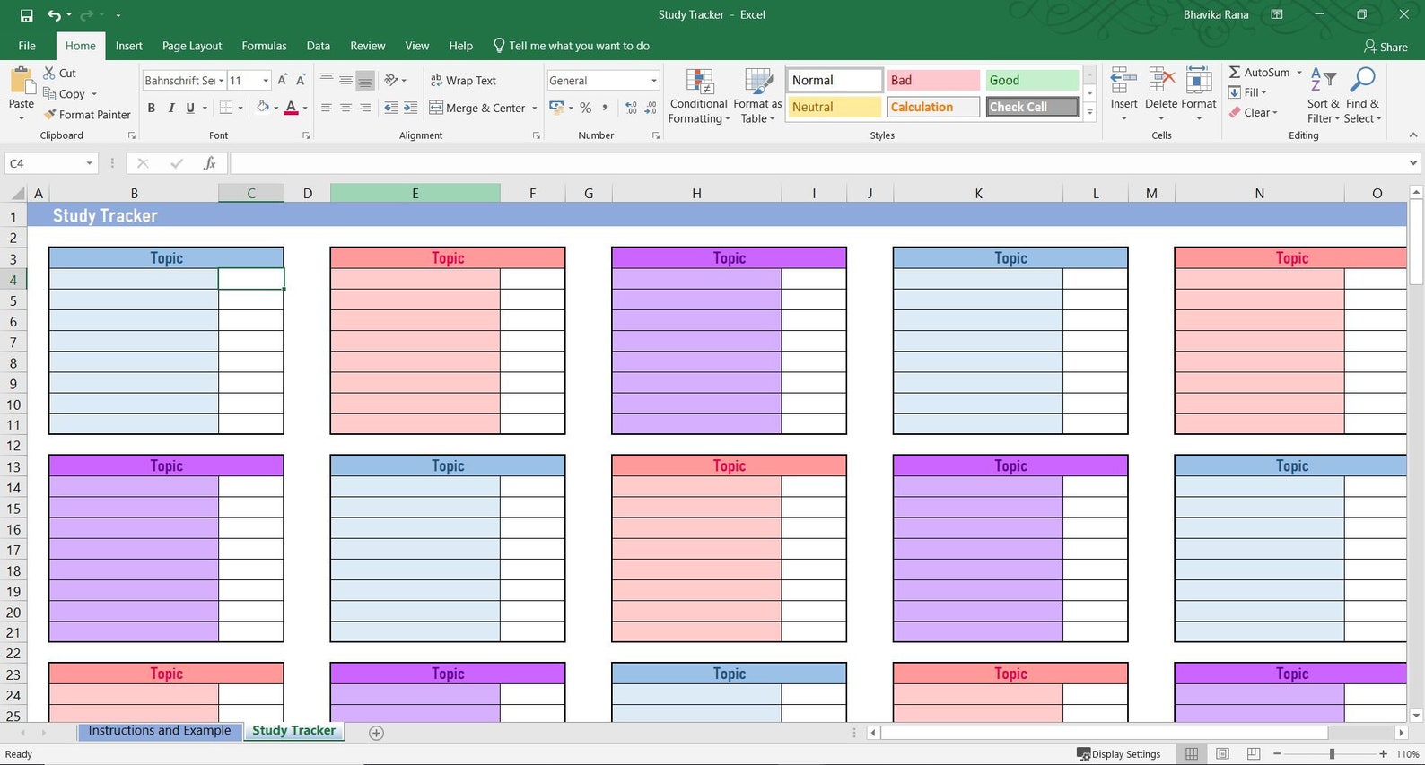Instant Digital Download Excel Study Task Tracker Organise To-do List ...