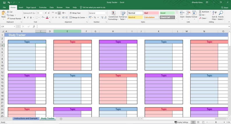 Instant Digital Download Excel Study Task Tracker Organise To-do List ...