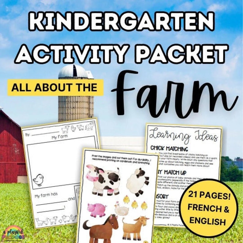 Ready to Print Farm Kindergarten Activities in French & - Etsy