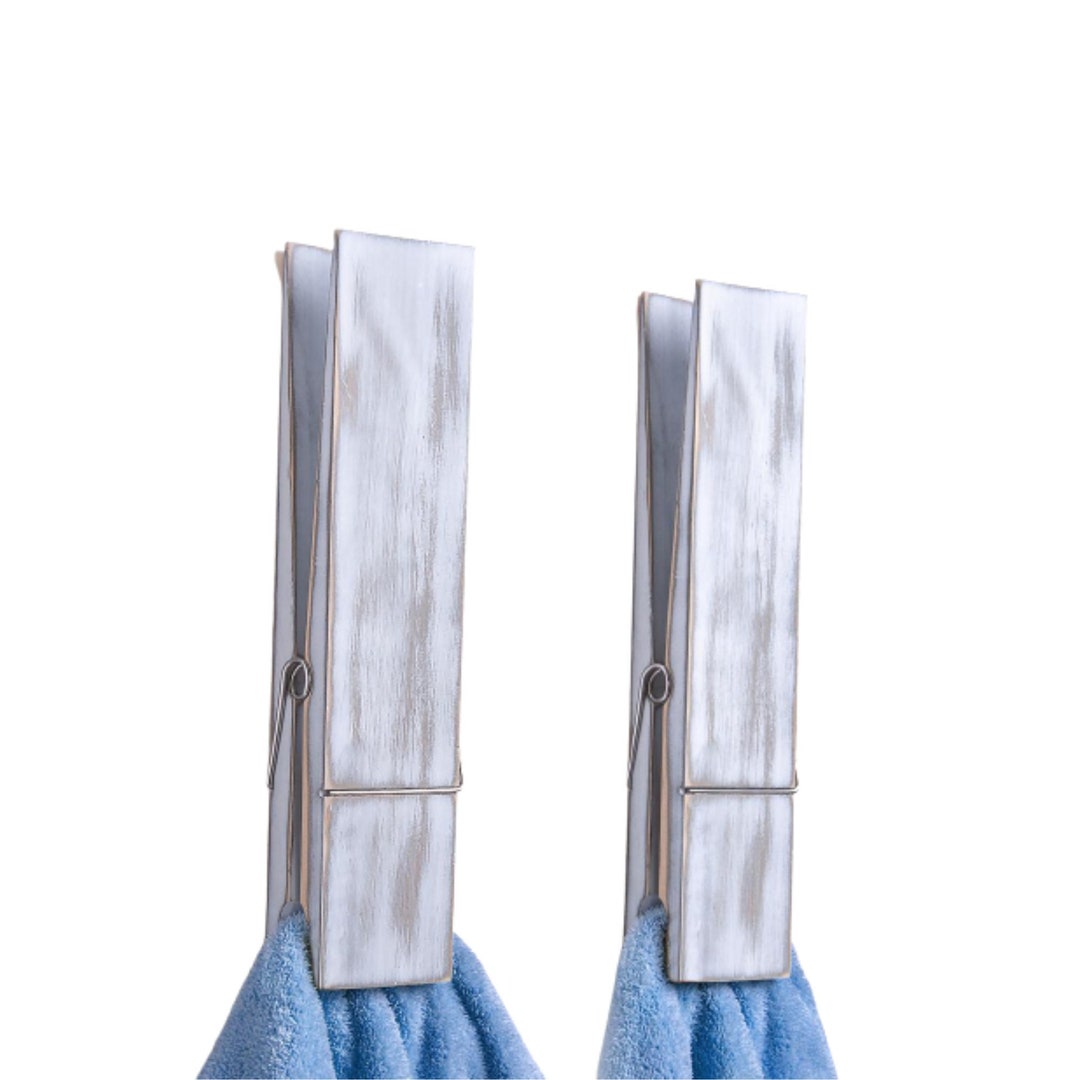 2 Pcs Jumbo Clothespin Bathroom Towel Holder 12 Inch Hand Towel Holder ...