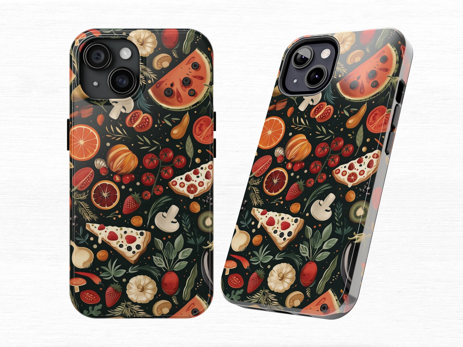 Aesthetic Vintage Collage Food Phone Case for iPhone Trendy Pizza Love ...