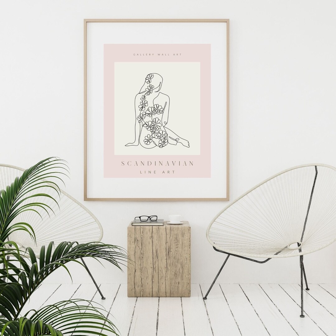 Scandinavian Wall Art, Abstract Line Art Print, Female Tropical Art ...