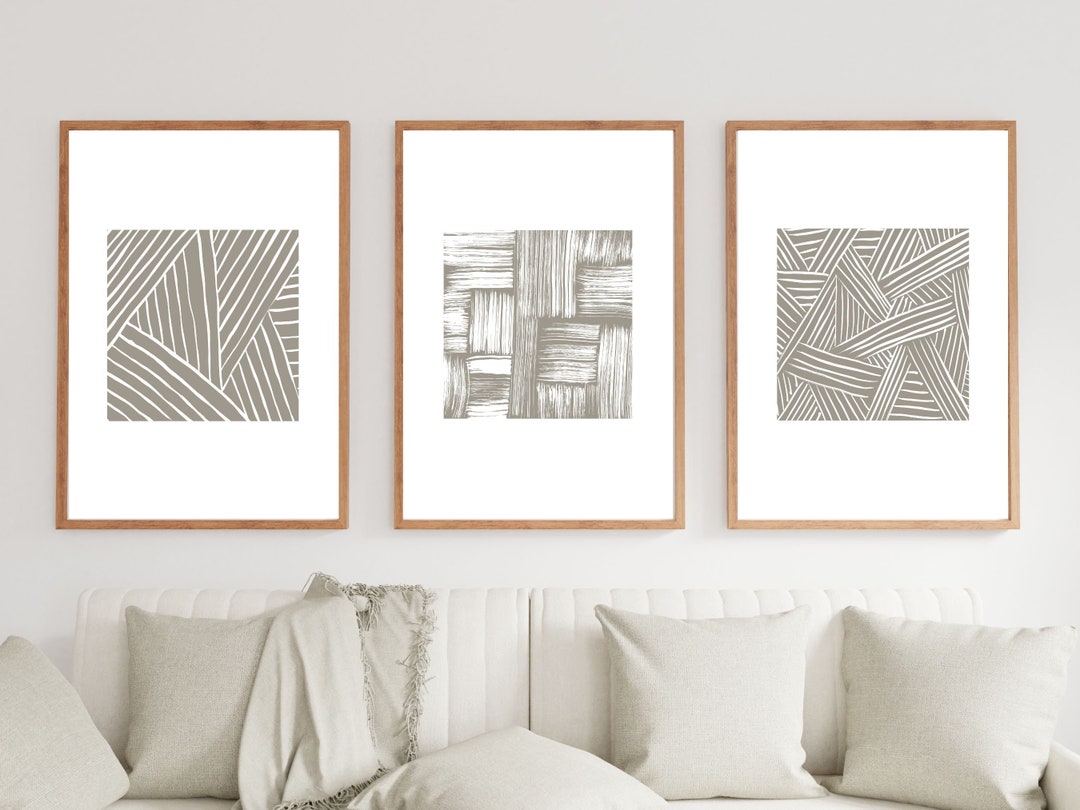 Neutral Wall Art Set of 3 Boho Poster Printable Decor Earth Tone ...