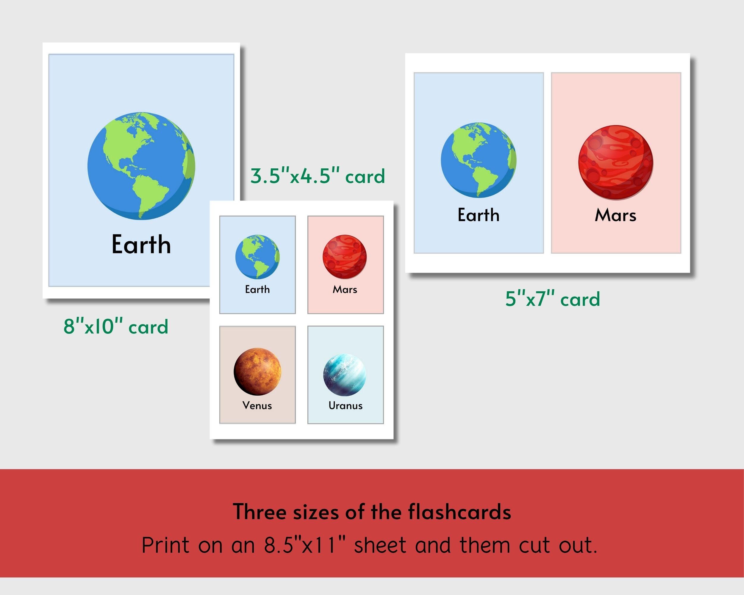 Printable Planet Flash Cards – Solar System Learning Set in 3 Sizes ...