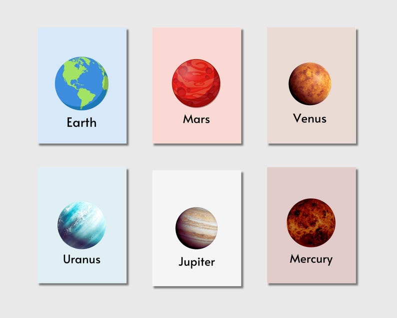 Printable Planet Flash Cards – Solar System Learning Set in 3 Sizes ...