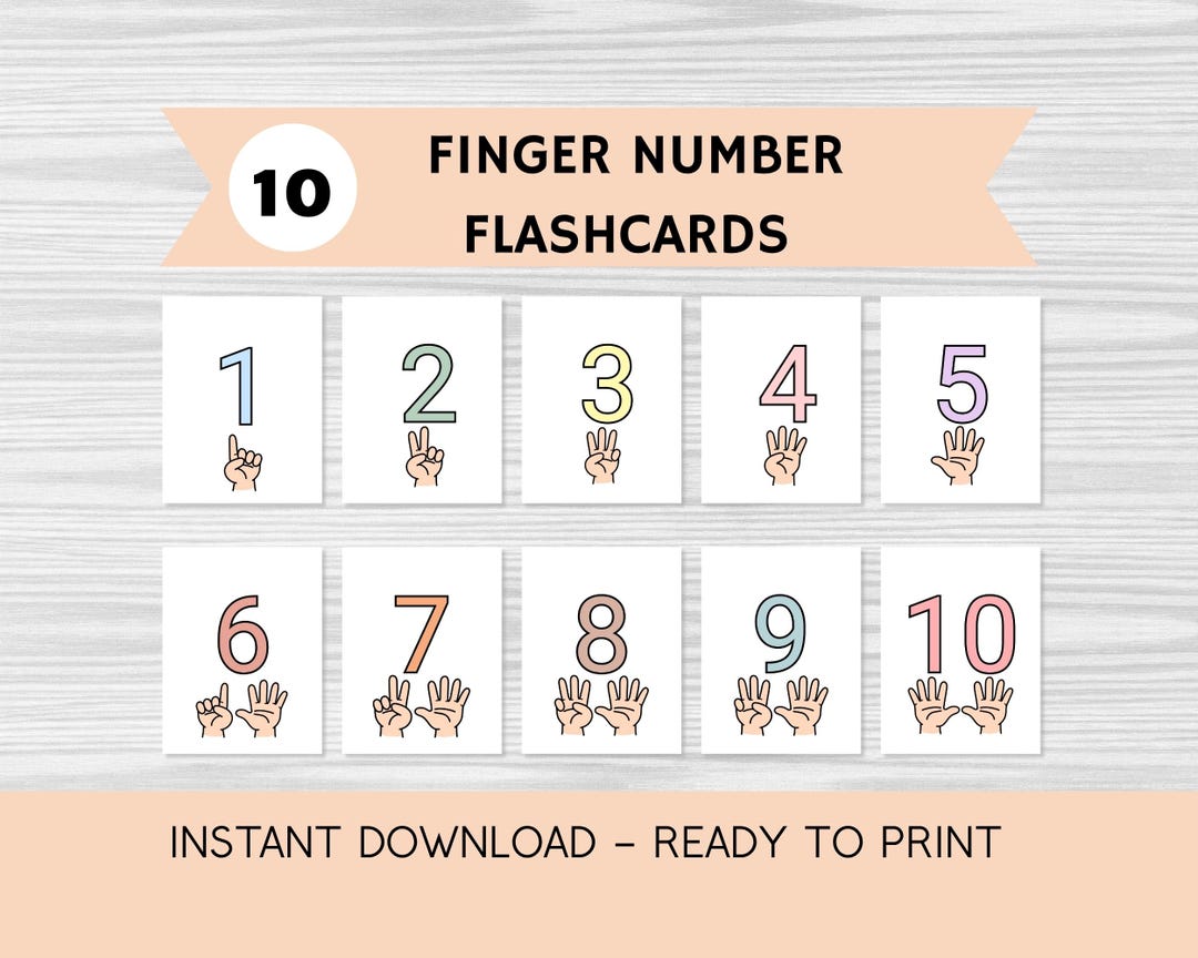 Finger Number Flashcards, Printable Number Flash Cards, Learning ...