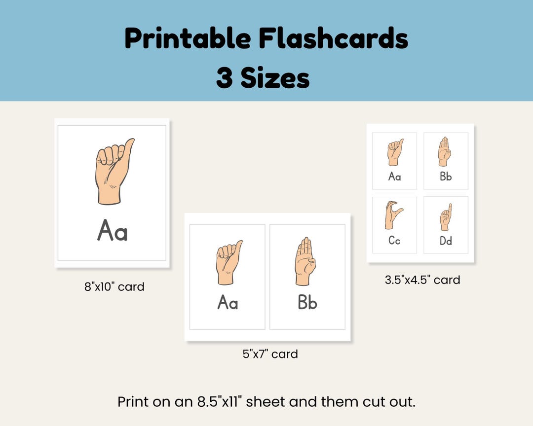 ASL Alphabet Flashcards A-Z | Printable Sign Language Cards | American ...