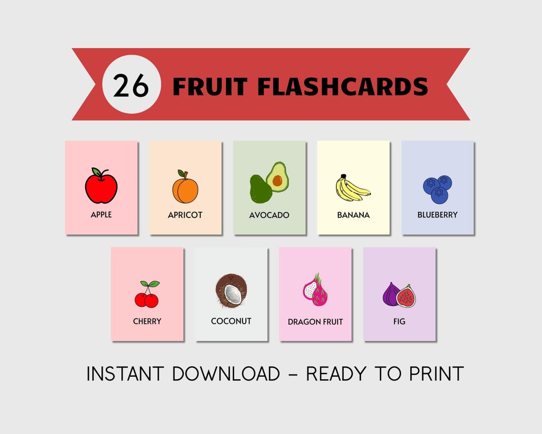 Fruit Flashcards for Kids – Montessori Inspired – Preschool Learning ...