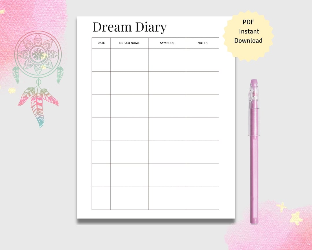 Dream Journal Printable | Dream Log Template | A4 & 8.5x11” PDF | Dream ...