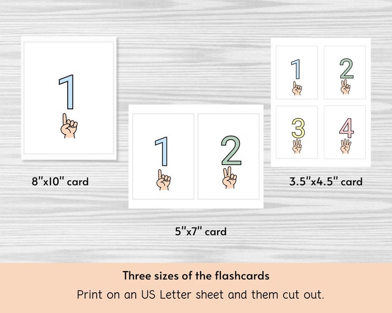 Finger Counting Flashcards, Printable Number Cards (PDF) - Etsy