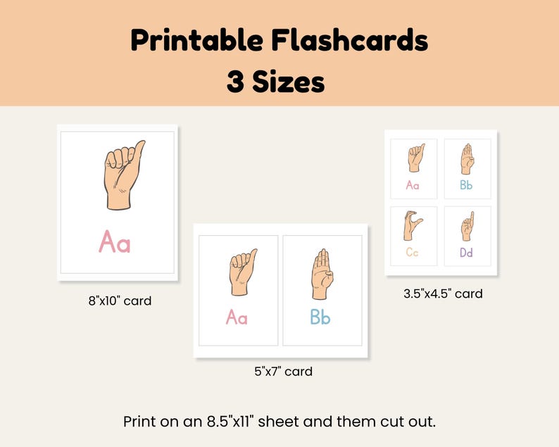 ASL Alphabet Flashcards A-Z | Sign Language Learning (digital Download ...