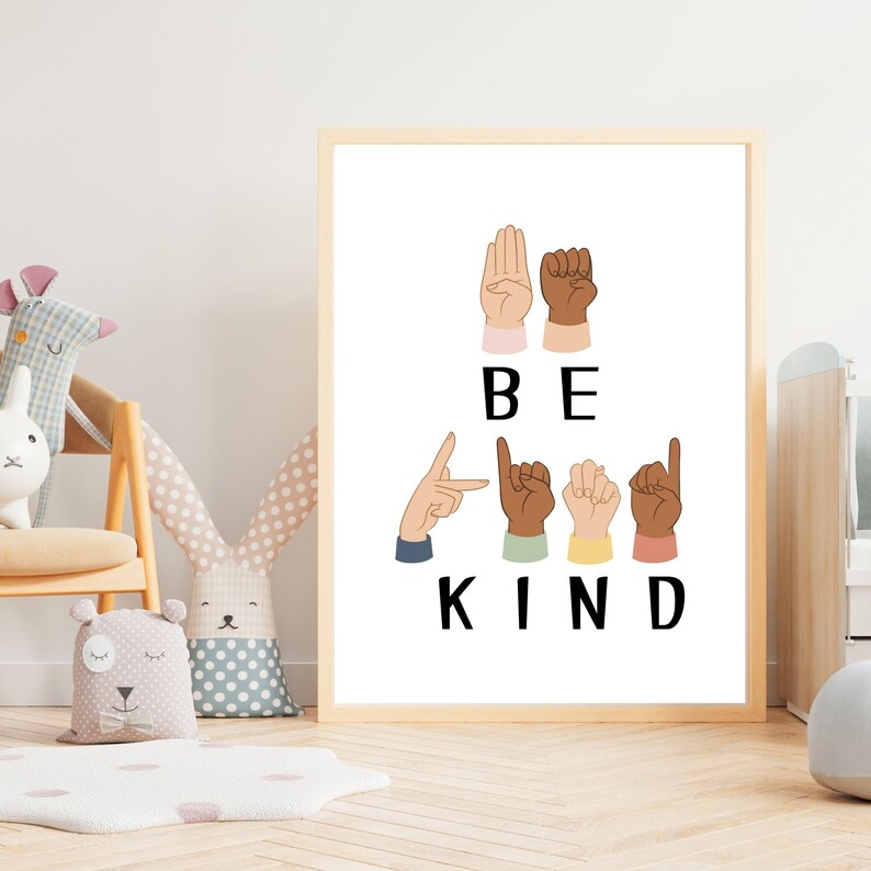 ASL Be Kind Poster: Minimalist Sign Language Art (digital Download) - Etsy