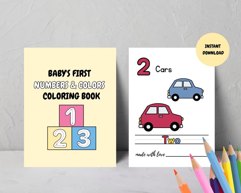 30 Pages Numbers and Colors Coloring Book | Toddler Learning (printable ...