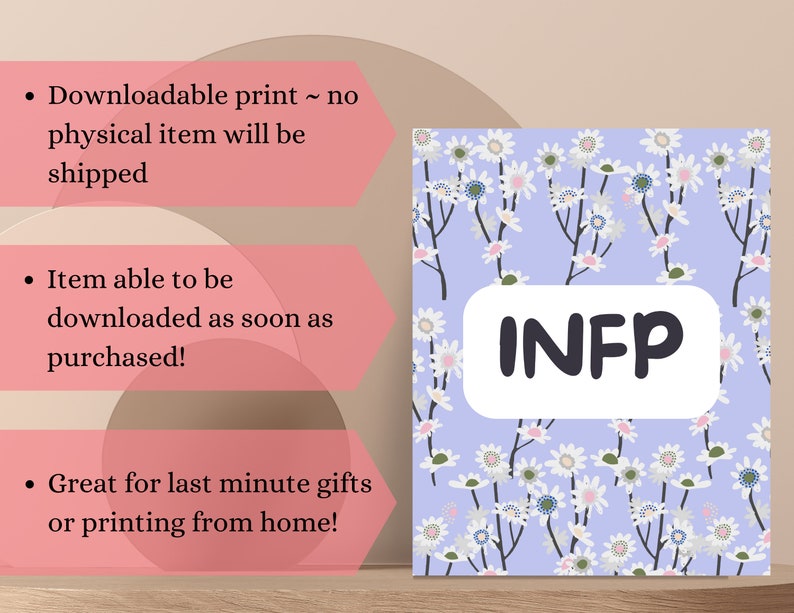 INFP Myers Briggs Floral Digital Print Wall Art for Home Decor - Etsy