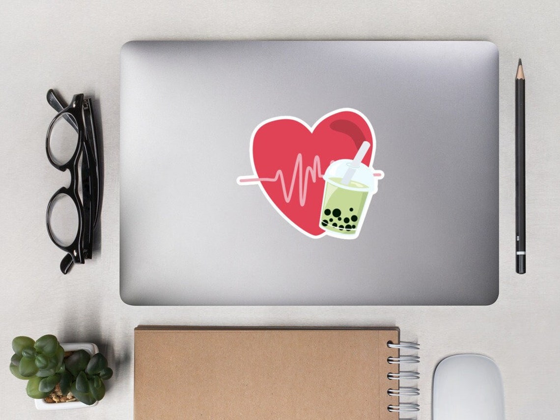 Boba Tea Heart Vinyl Stickers - Etsy