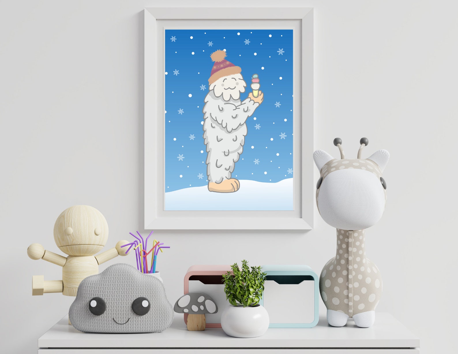 Yeti / Abominable Snow Man Ice Cream Cone in the Snow Cryptid Digital ...