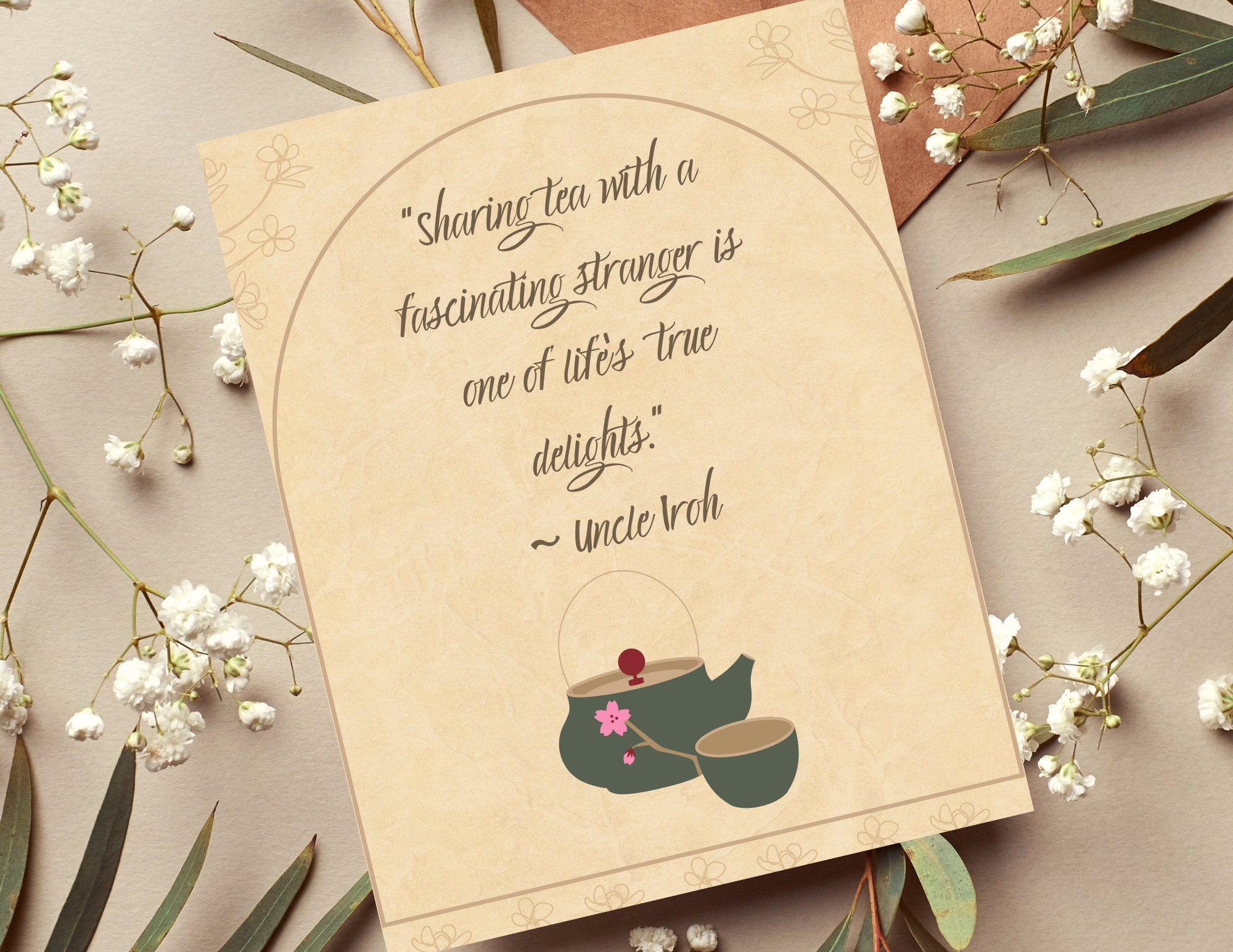 Uncle Iroh "sharing Tea With a Fascinating Stranger is One of Life's True Delights" Digital Wall ...