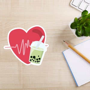 Boba Tea Heart Vinyl Stickers - Etsy