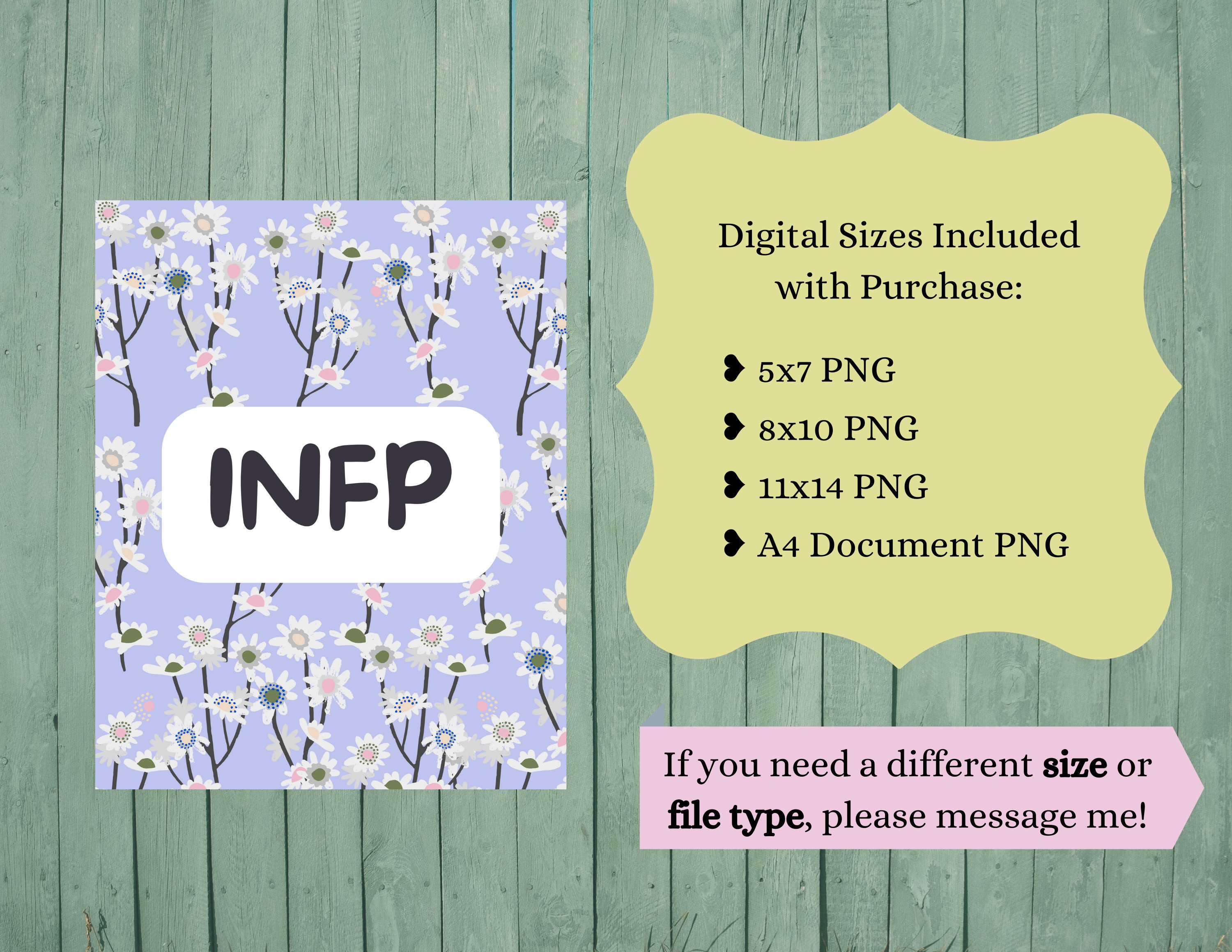 INFP Myers Briggs Floral Digital Print Wall Art for Home Decor - Etsy