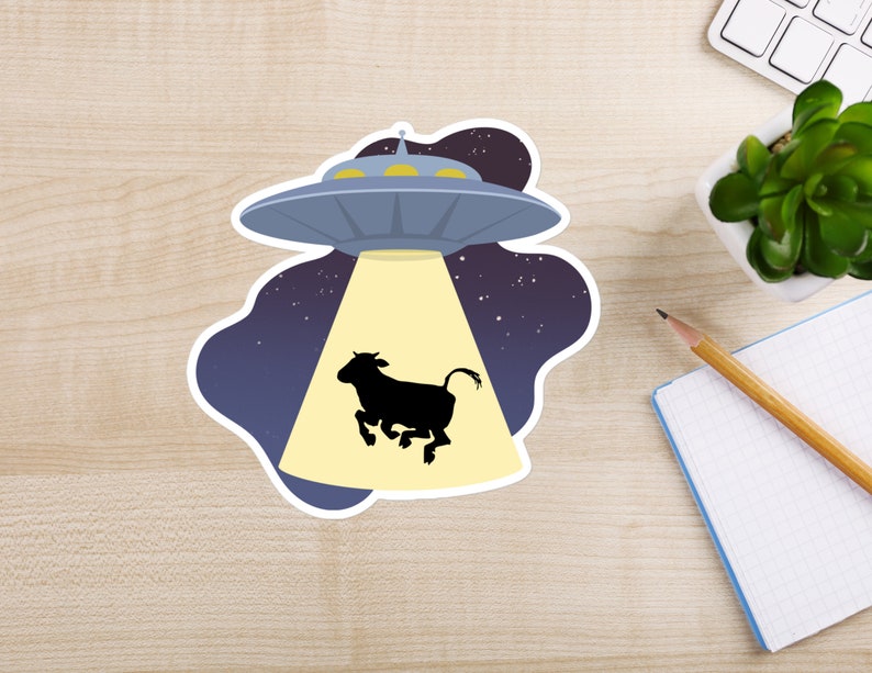 Alien Abduction Cow Field UFO Vinyl Stickers - Etsy