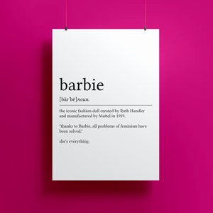 Barbie Definition Print, Wall Art, Digital File, House Decor, Artwork ...