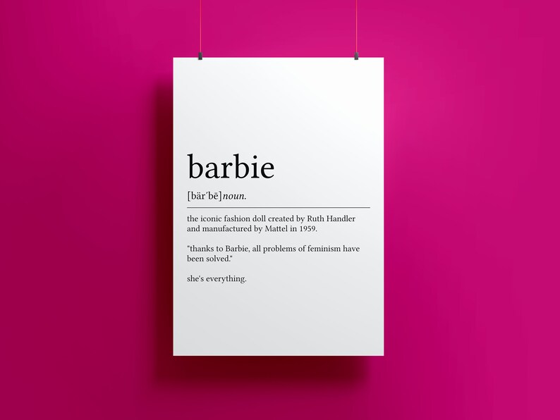 Barbie Definition Print, Wall Art, Digital File, House Decor, Artwork ...