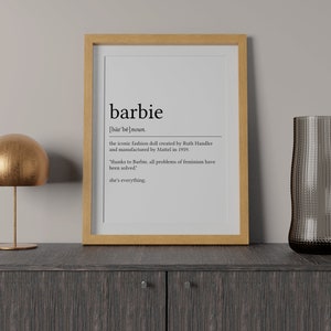 Barbie Definition Print, Wall Art, Digital File, House Decor, Artwork ...