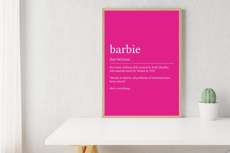 Barbie Definition Print, Wall Art, Digital File, House Decor, Artwork ...