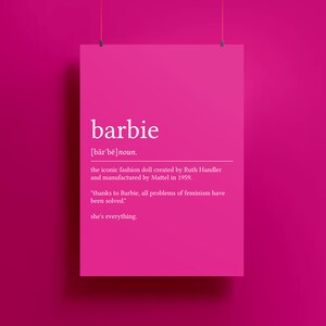 Barbie Definition Print, Wall Art, Digital File, House Decor, Artwork ...