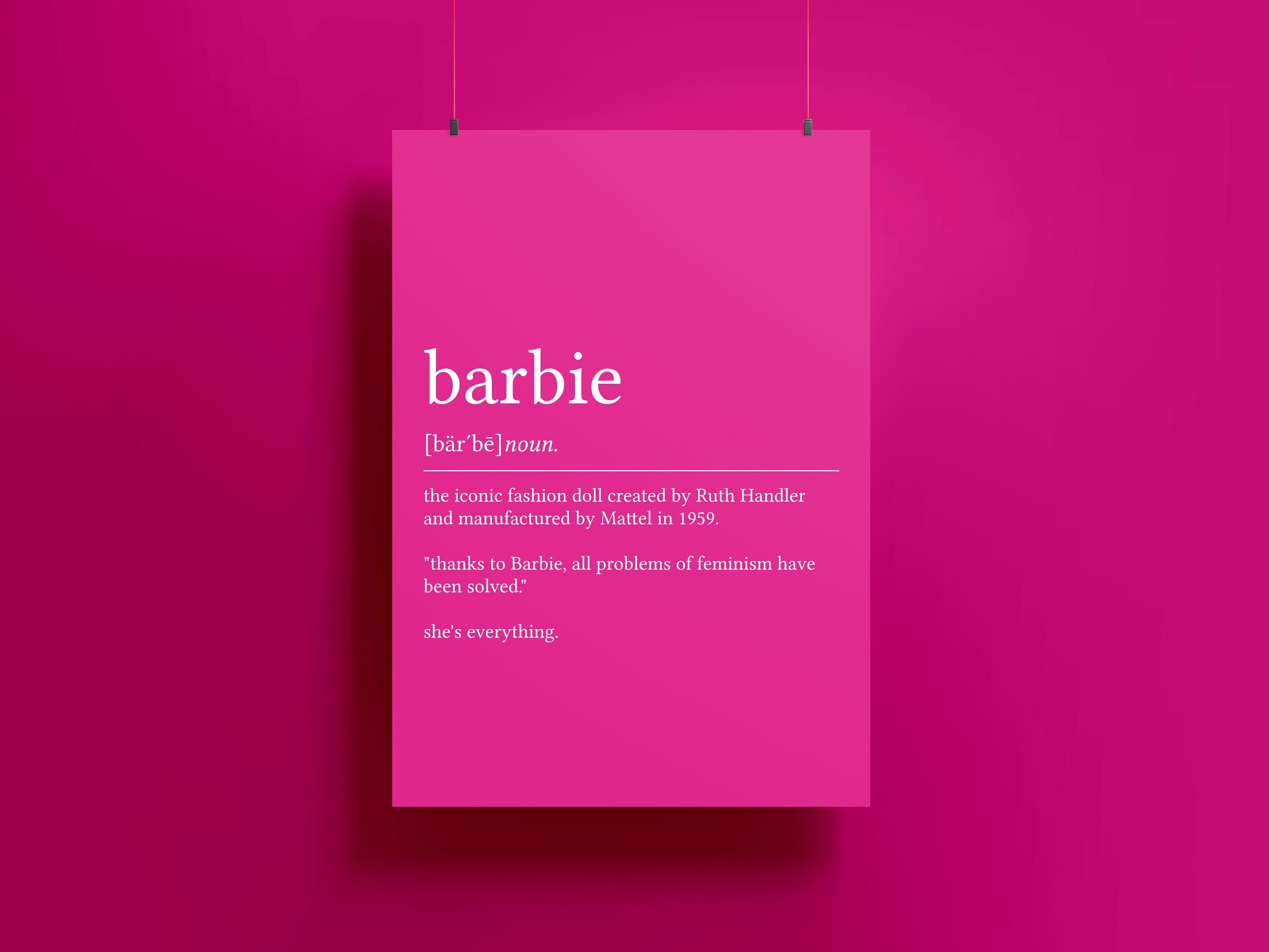 Barbie Definition Print, Wall Art, Digital File, House Decor, Artwork ...
