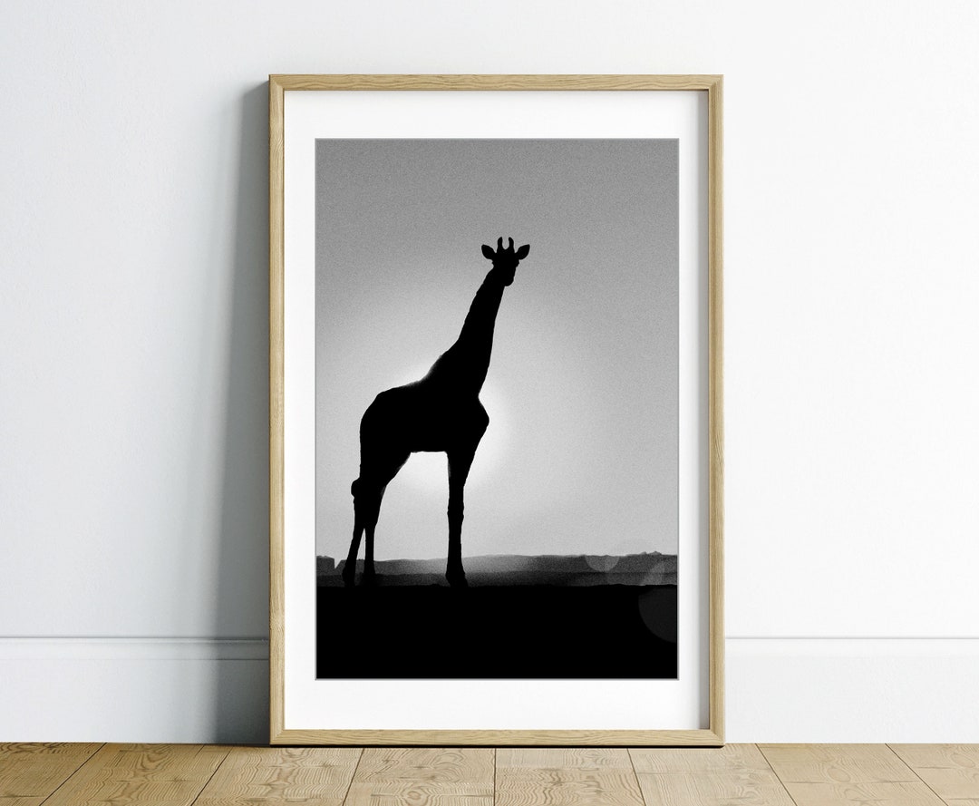 Black and White Giraffe Printable, African Printable Wall Art, Wildlife ...