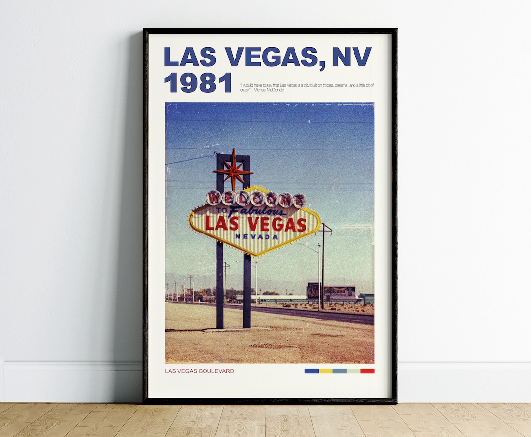 Las Vegas Wall Art Nevada Travel Poster Retro Wall Art Las - Etsy