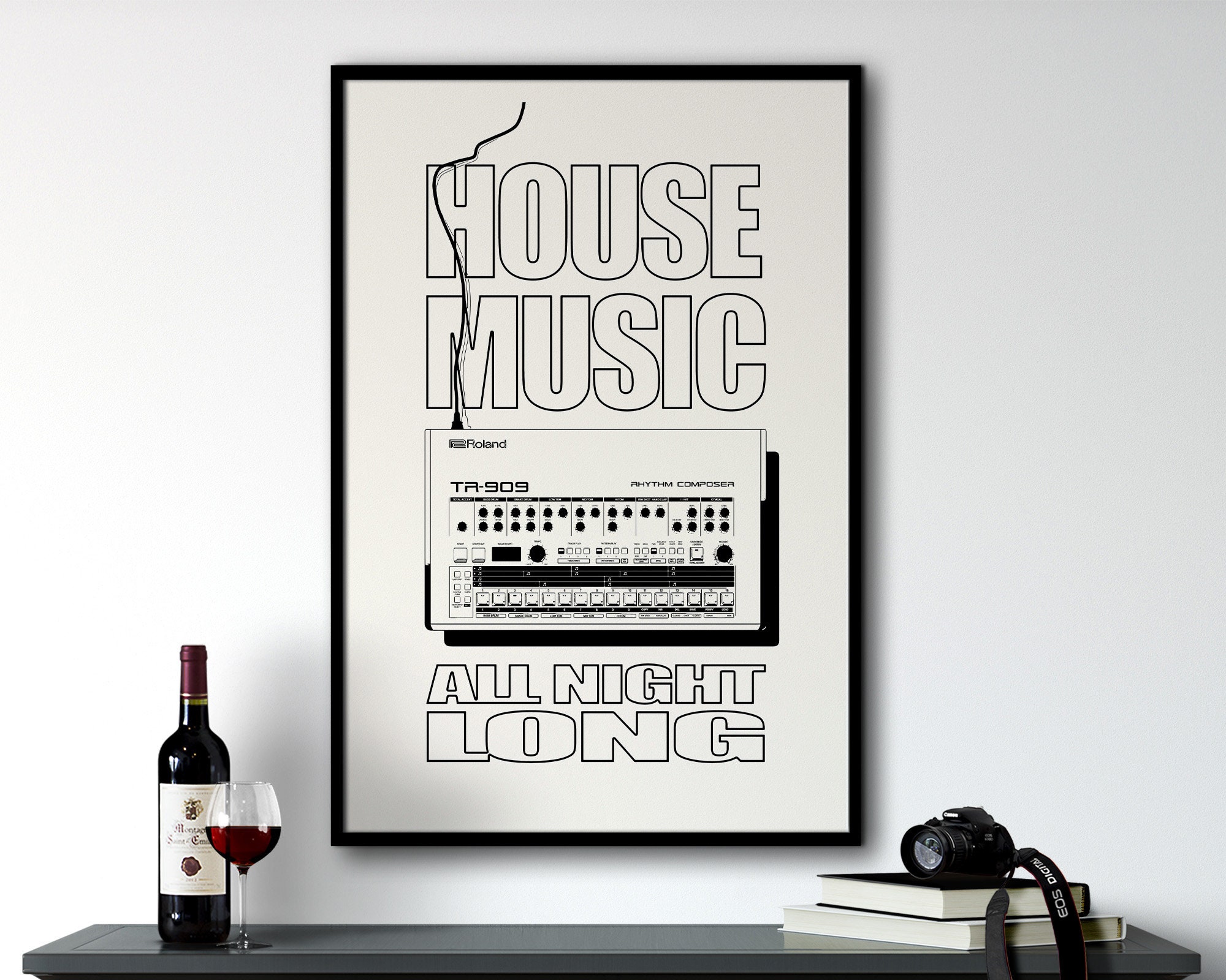 Roland TR-909 Printable Music Posters Retro Wall Art, House Music Wall ...