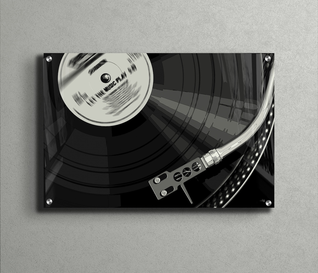 Vinyl Record Retro Wall Art, Black and White Music Wall Art, Trendy ...