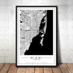 Miami Map Print Digital Download, Miami Florida Printable Poster Wall ...