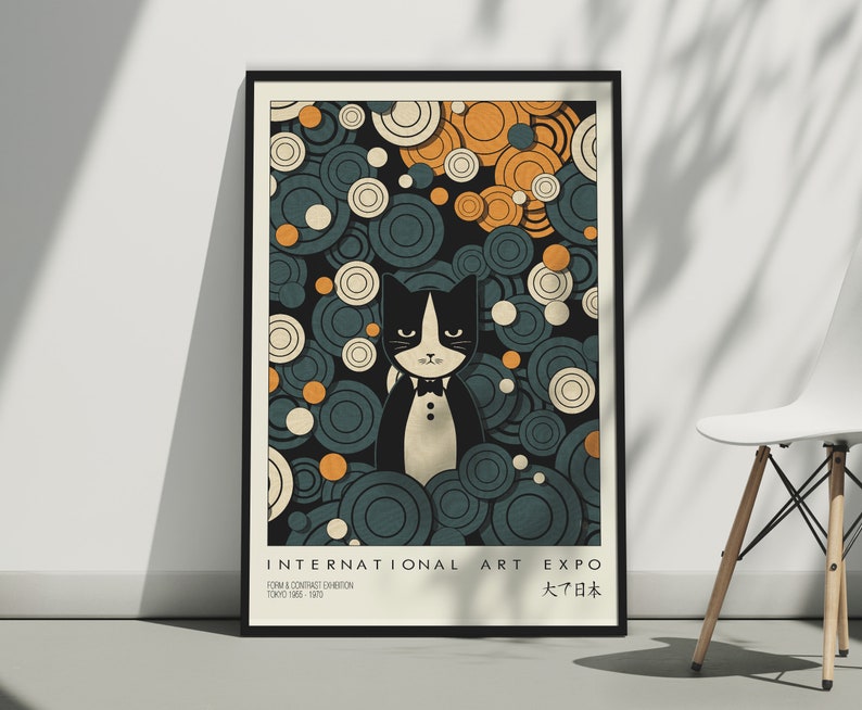 Tuxedo Cat Wall Art Print, Trendy Wall Art Print, Cat Wall Art Decor ...