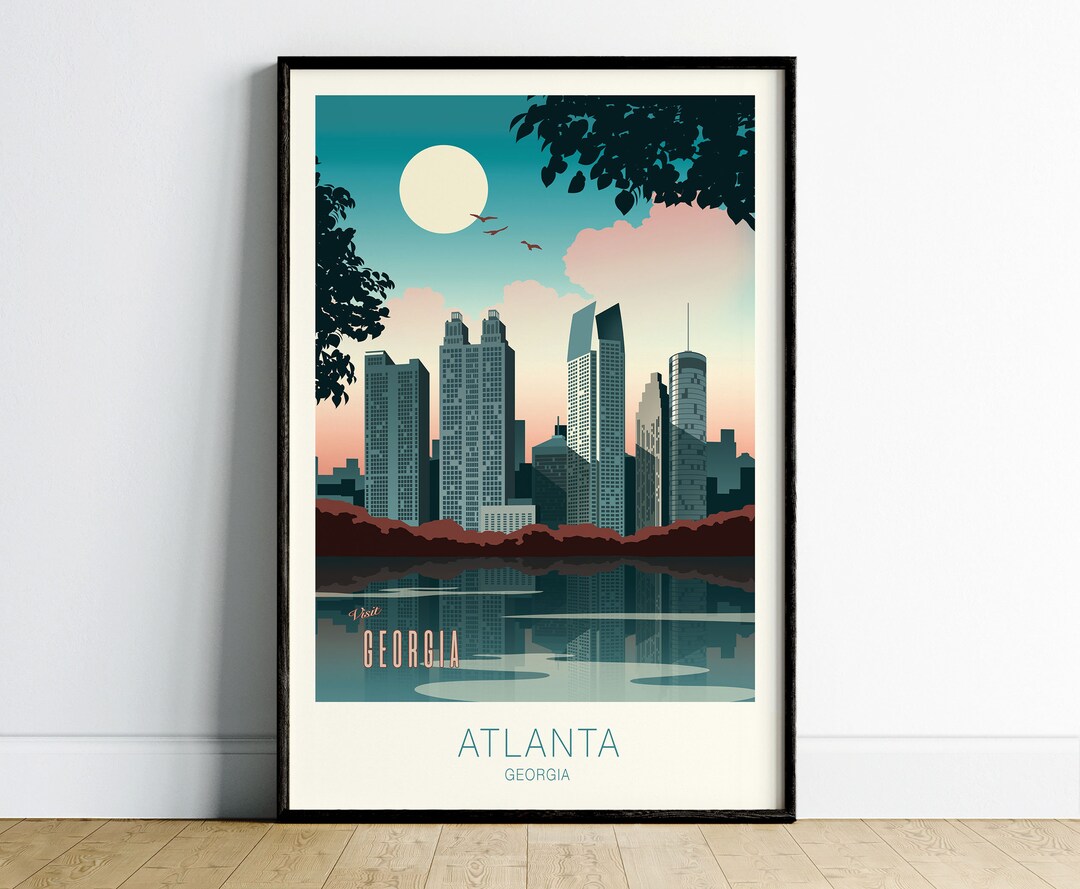 Atlanta Travel Poster, Travel Poster Wall Art Print, Trendy Wall Art ...